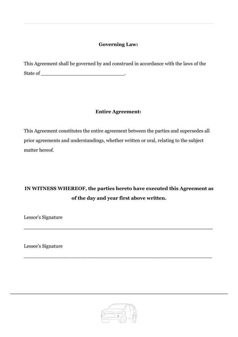 Vehicle Lease Contract, Vehicle Lease Agreement, Rental Agreement ...