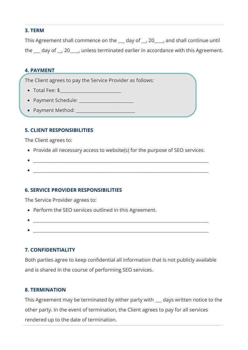 Printable SEO Contract Template - SEO Services Agreement Template Word ...