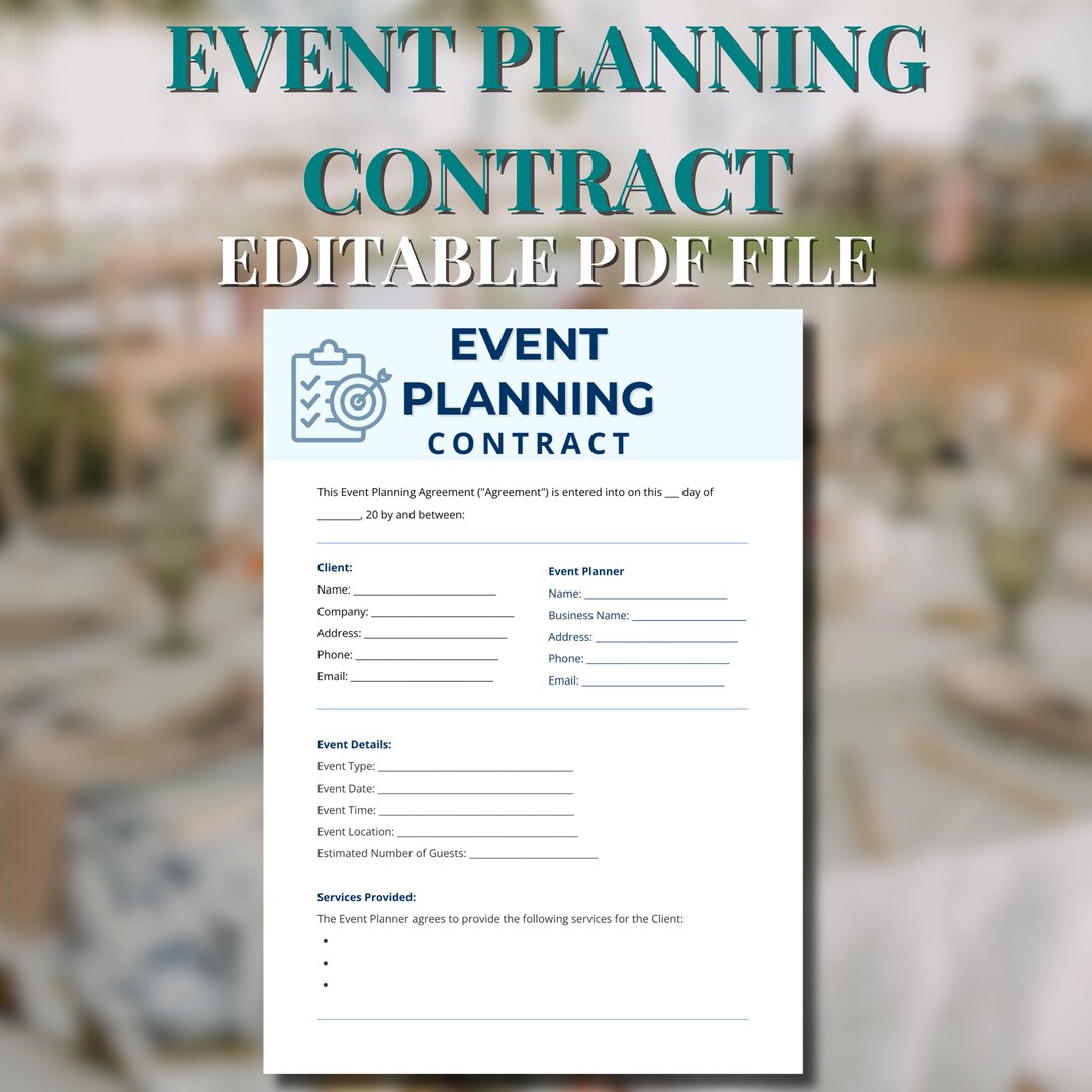 Event Planning Contract Template | Customizable Agreement for Planners ...