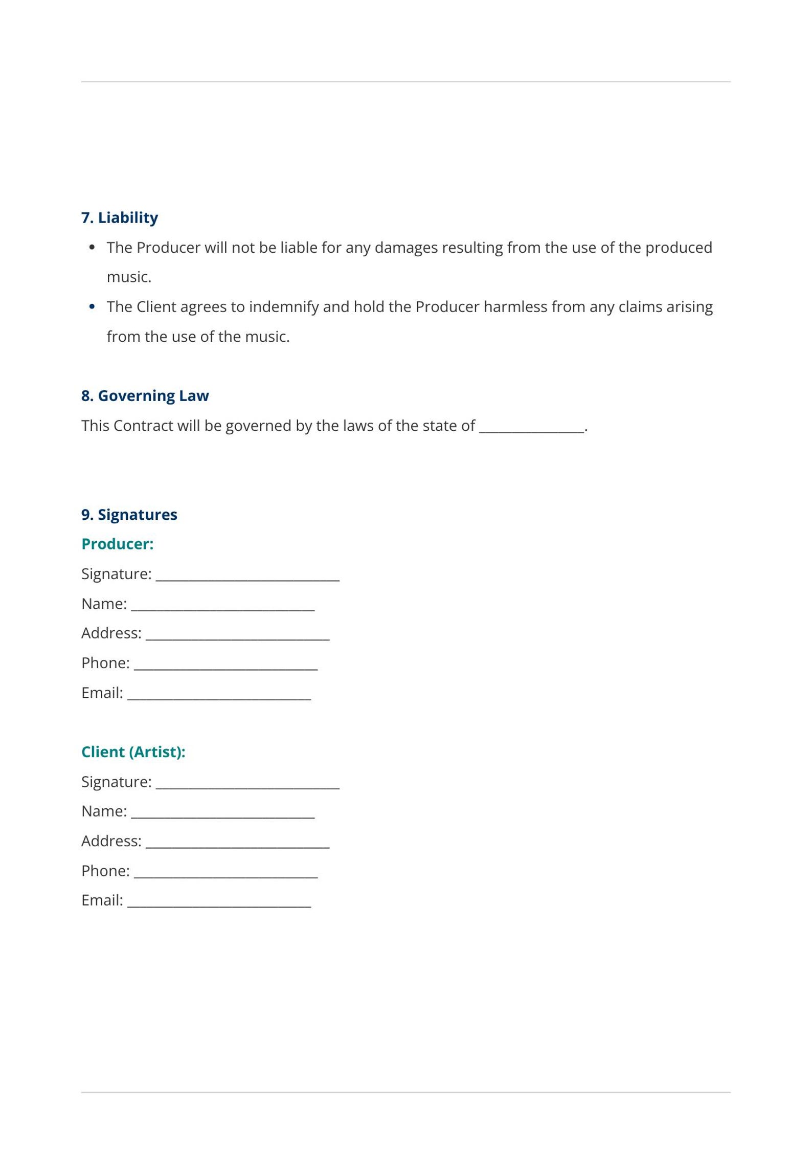 Music Production Contract Template | Professional Agreement for ...