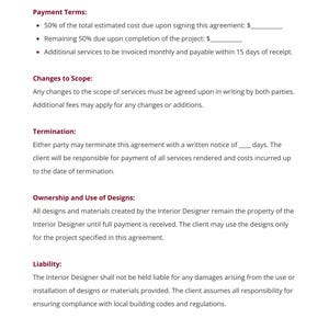 Professional Interior Design Contract Template | Customizable Agreement for Designers | Instant ...