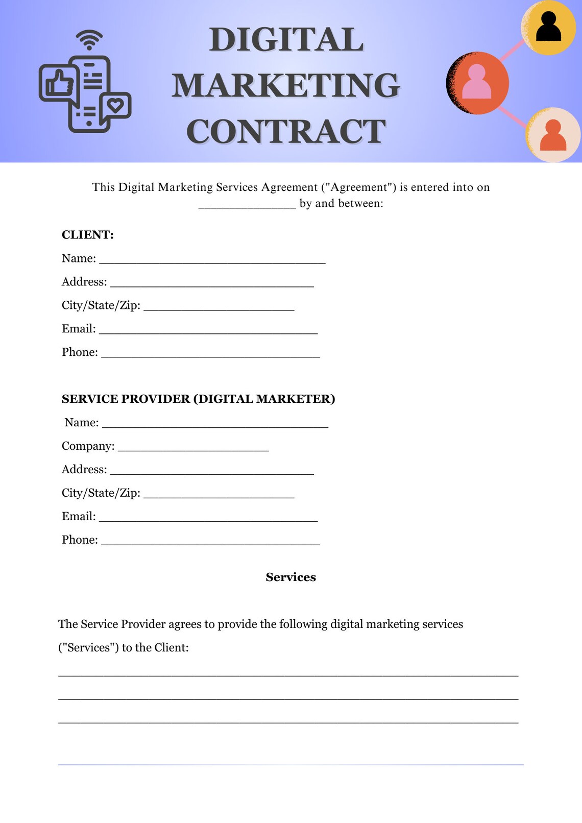 Digital Marketing Contract Template | Boost Your Business With ...