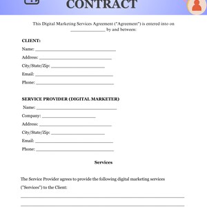 Digital Marketing Contract Template | Boost Your Business With Professional Marketing Services ...