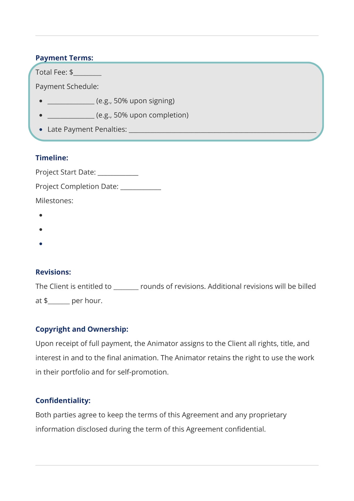 Animation Services Agreement Animated Video Contract, Animation Studio ...