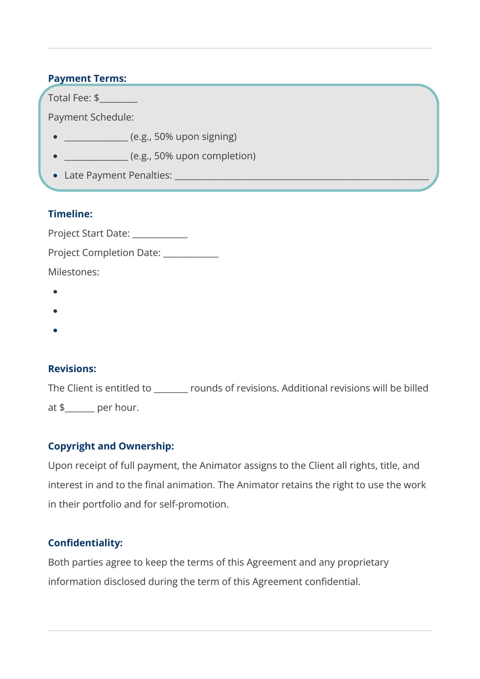 Animation Services Agreement Animated Video Contract, Animation Studio ...