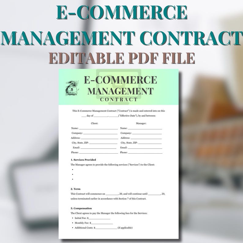 E-commerce Management Contract Template Professional Agreement Online ...