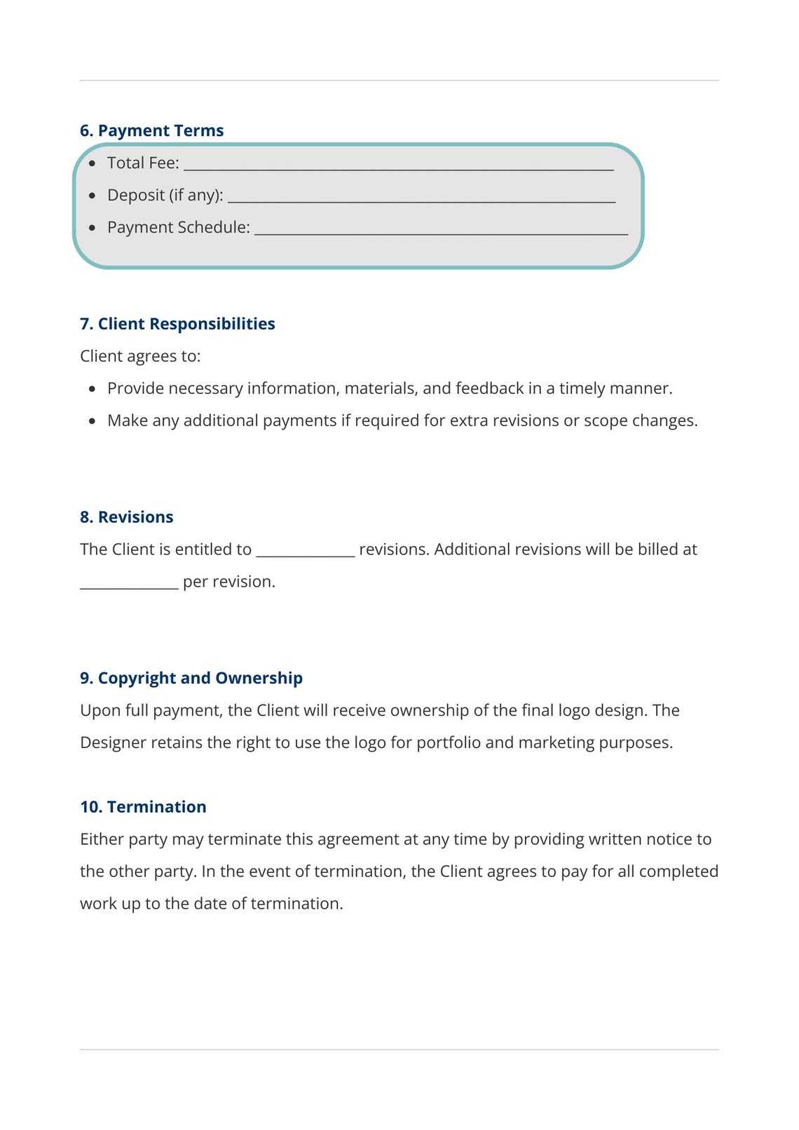 Freelance Logo Designer Contract Template Graphic Designer Service ...