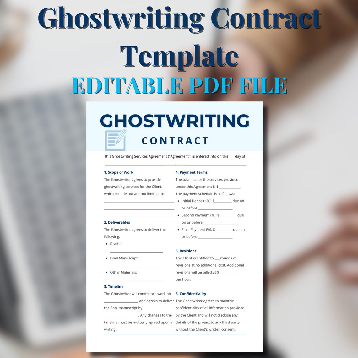 Comprehensive Ghostwriting Contract Template Professional Agreement For Writers And Clients