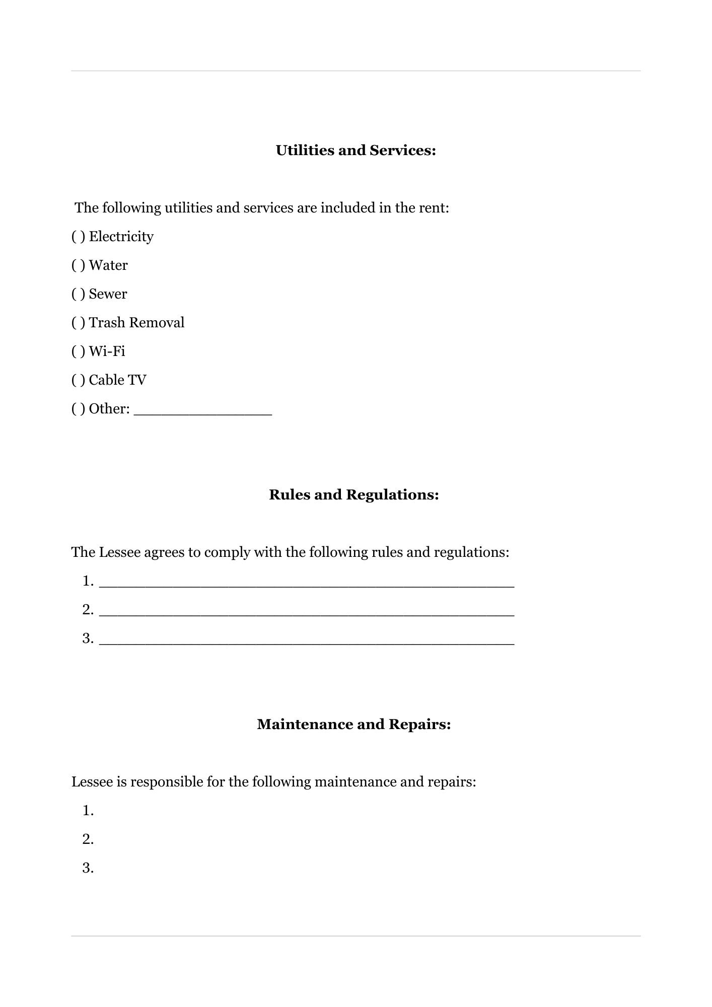 RV Parking Space Rental Agreement | RV Lot Rental Agreement | Letter ...