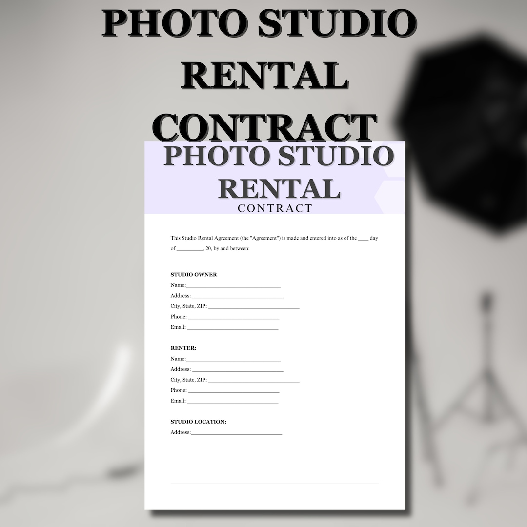Professional Photo Studio Rental Contract Template | Editable PDF ...