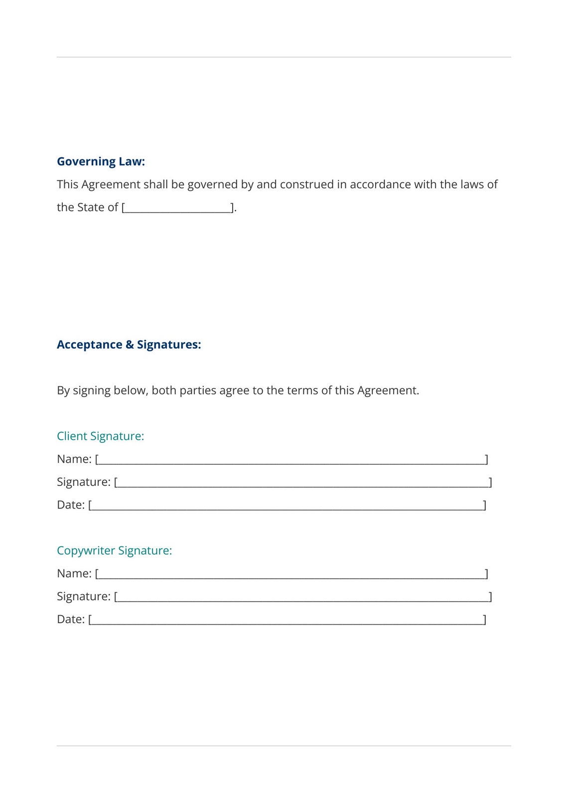 Copywriting Service Contract Template, Copywriter Agreement ...
