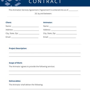 Animation Services Agreement Animated Video Contract, Animation Studio ...