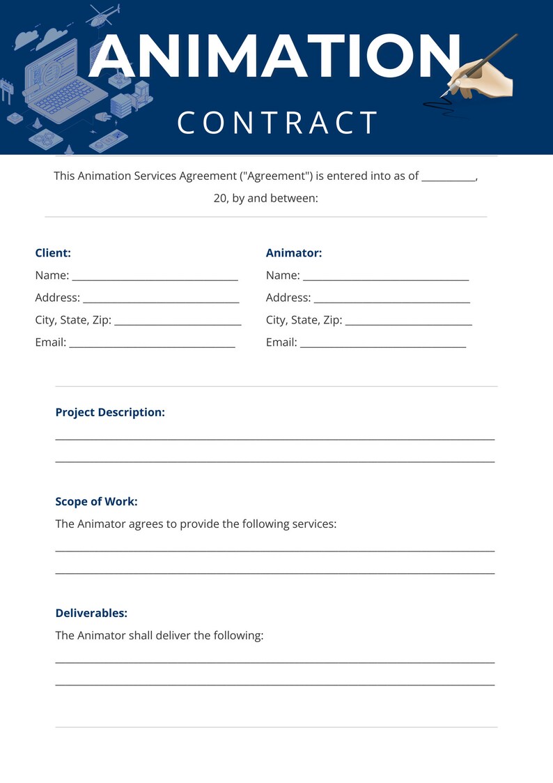 Animation Services Agreement Animated Video Contract, Animation Studio ...