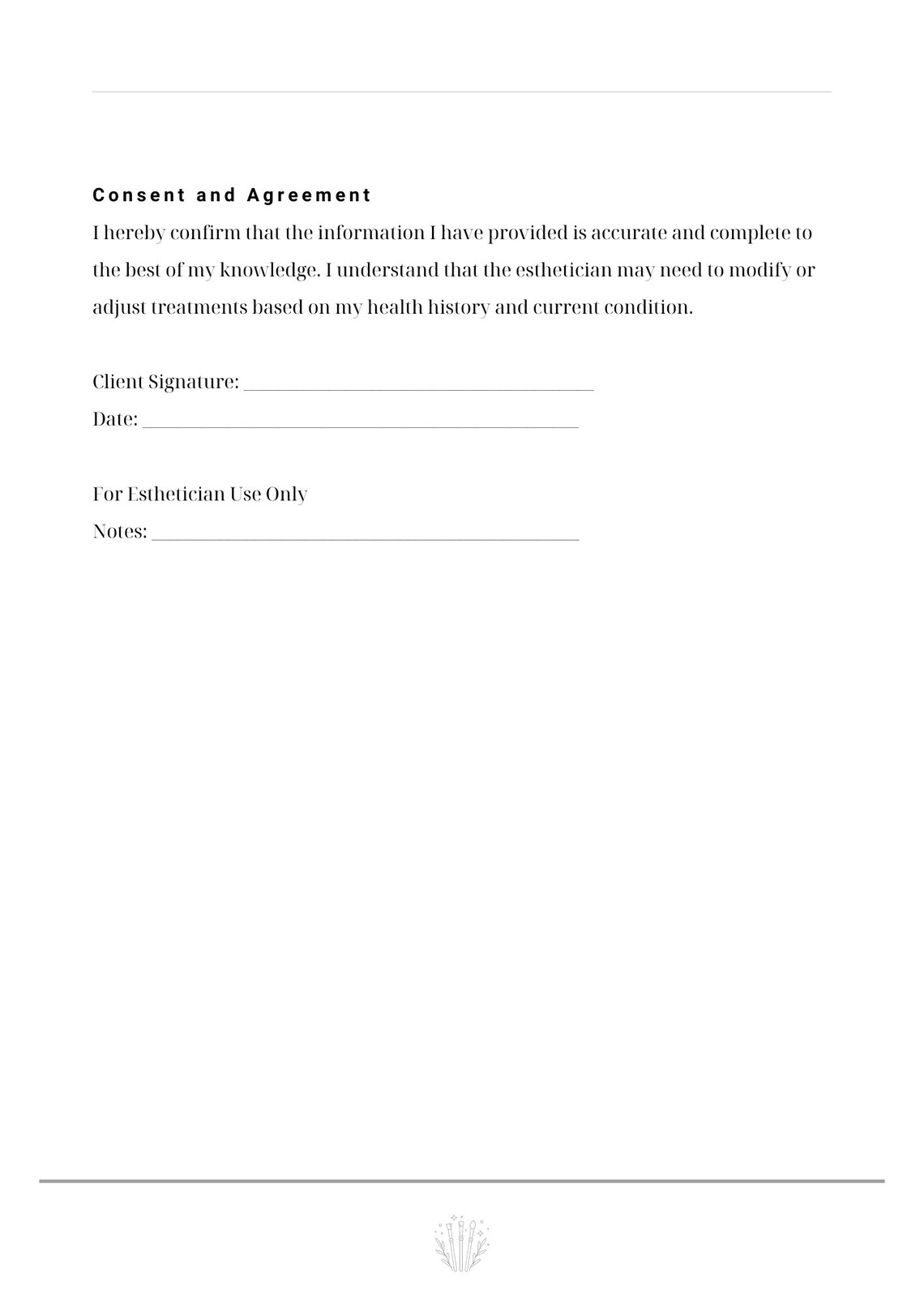 Facial Treatment Forms | Editable Esthetician Templates | Printable ...