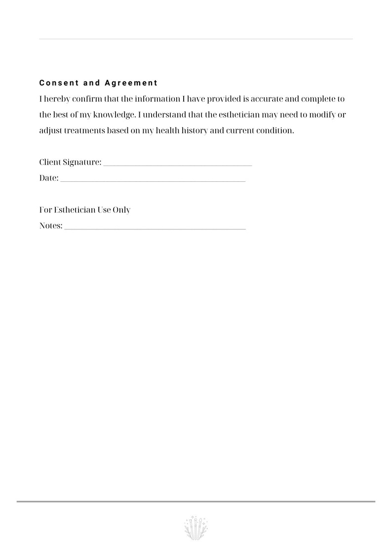Facial Treatment Forms | Editable Esthetician Templates | Printable ...