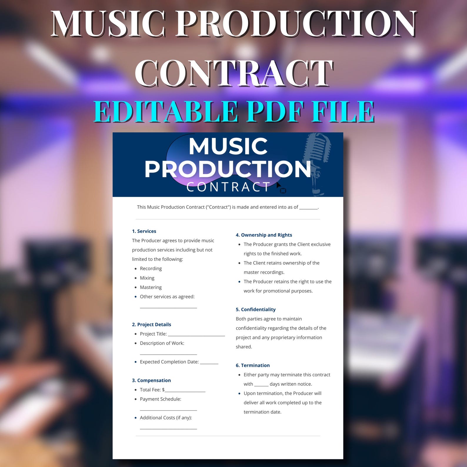 Music Production Contract Template | Professional Agreement for ...