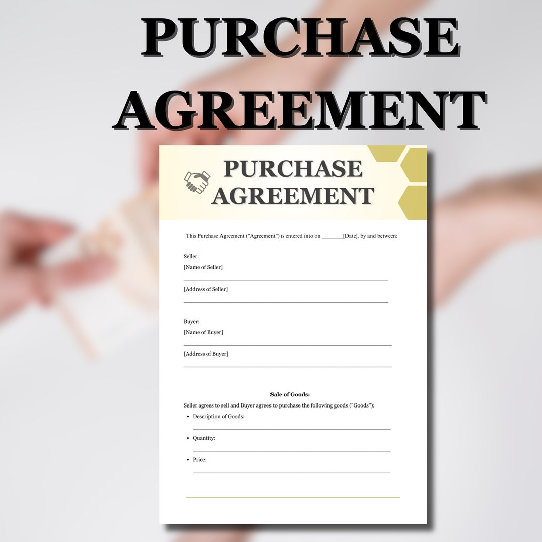 Purchase Agreement Purchase and Sale Contract, Contract of Sales ...