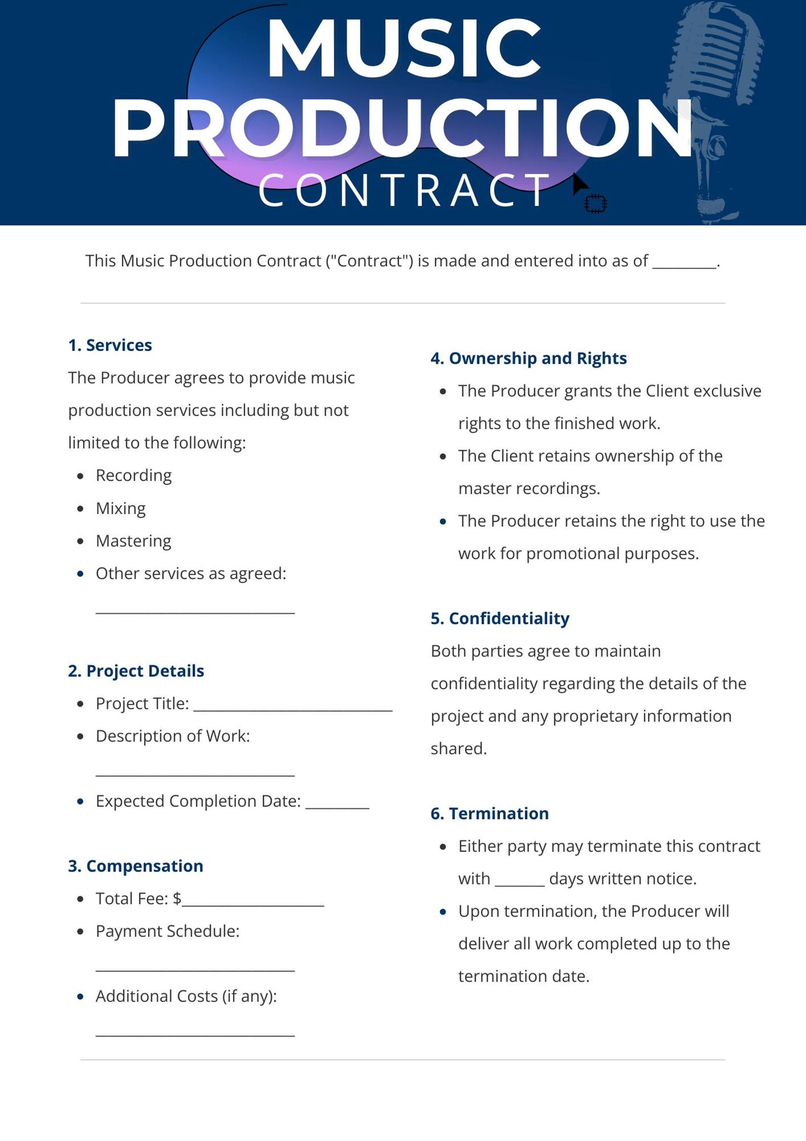 Music Production Contract Template | Professional Agreement for ...