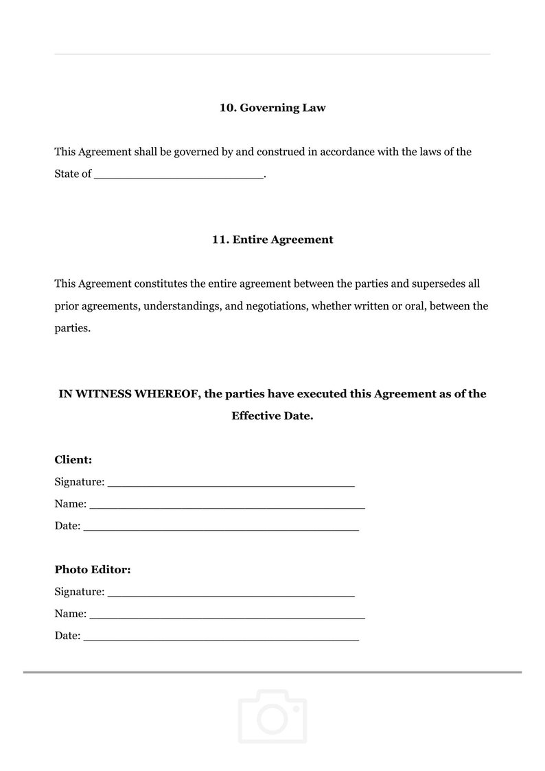 Editable Photo Editor Contract Template, Freelance Editor Service Agreement, Editing Services ...
