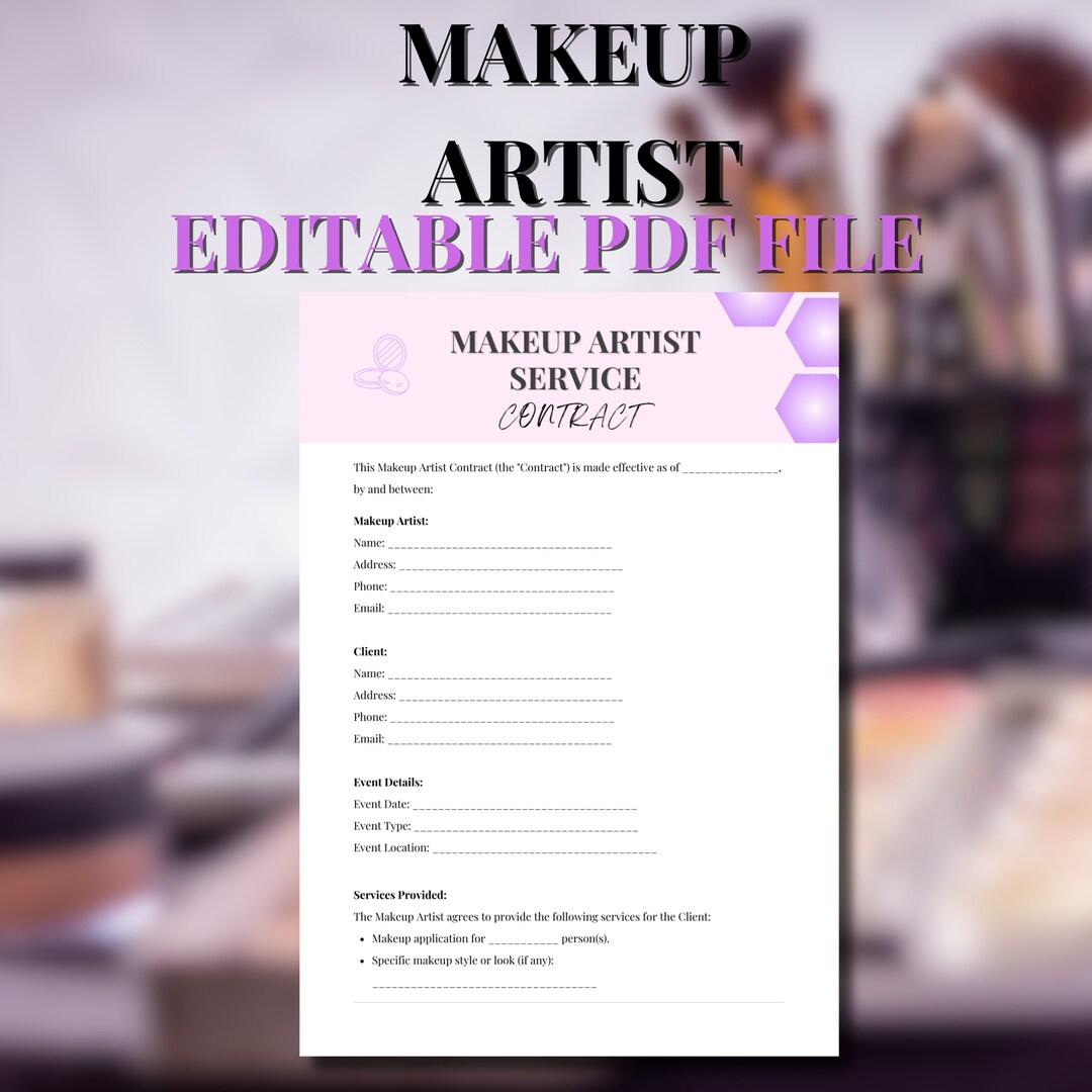 Makeup Artist Contract Template | Makeup Contract Agreement | Bridal ...