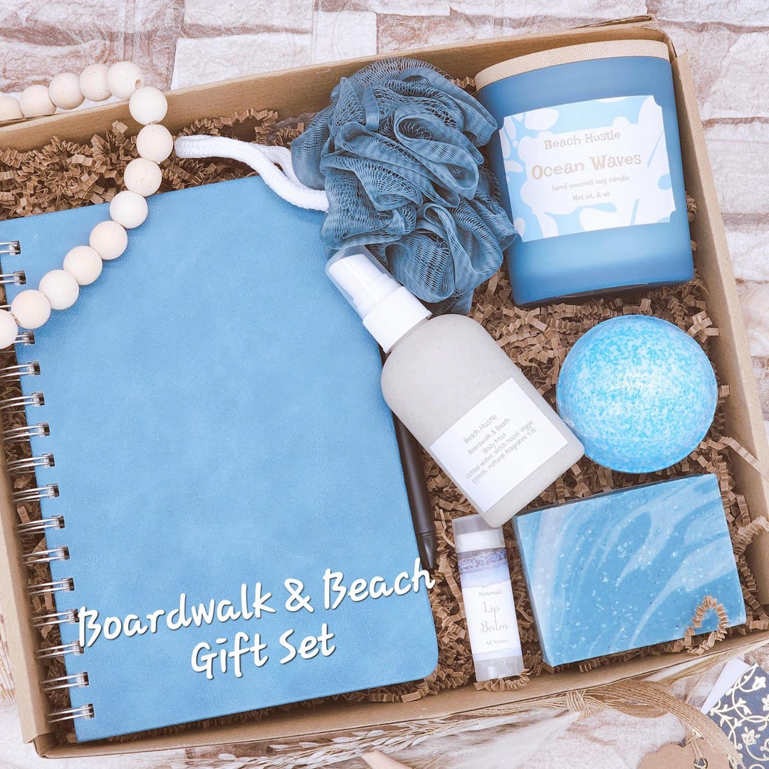 Coastal Serenity Gift Box: Beach-themed Relaxation Set With Soy Candle ...