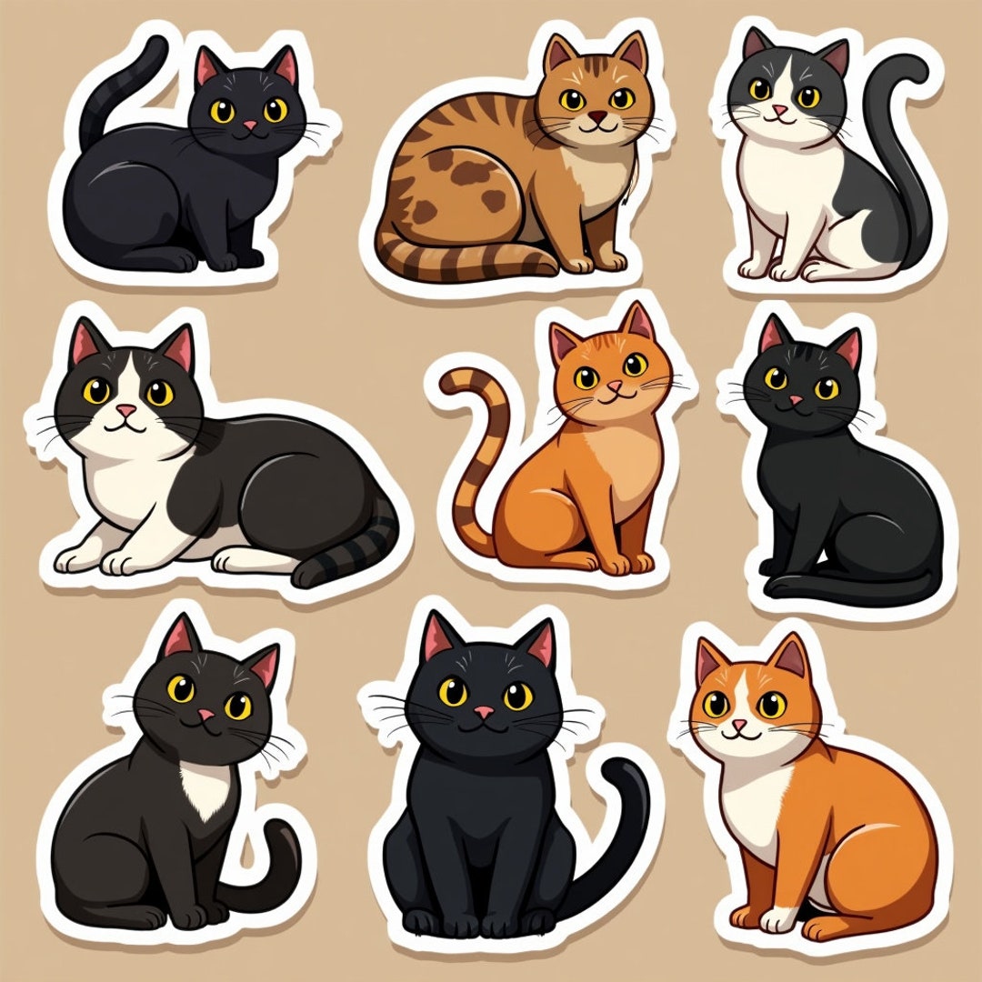Ai-created 10 Cat Stickers Unique and Modern Designs for Cat ...