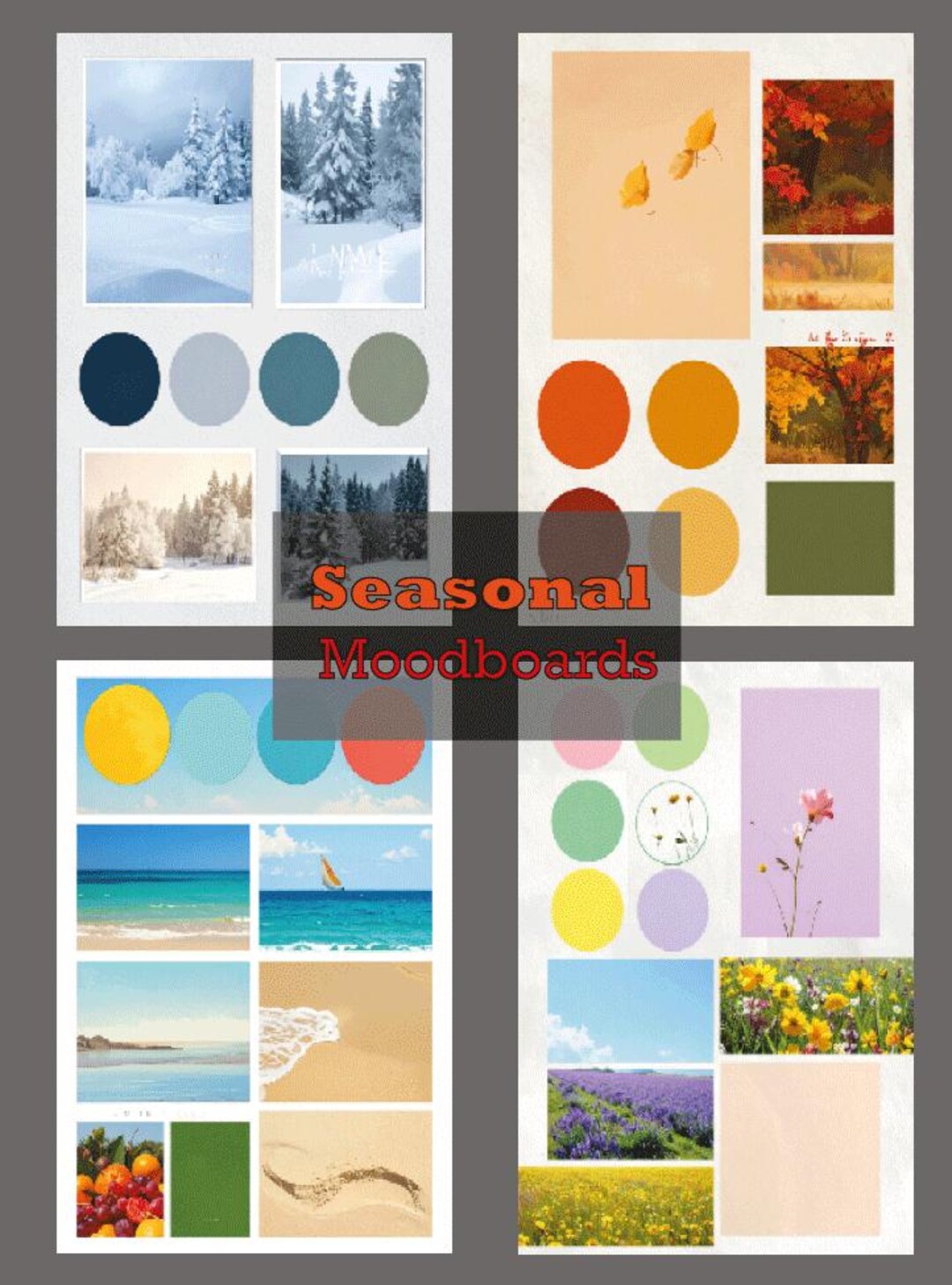 Seasonal Moodboard Template Set – Spring, Summer, Autumn and Winter ...