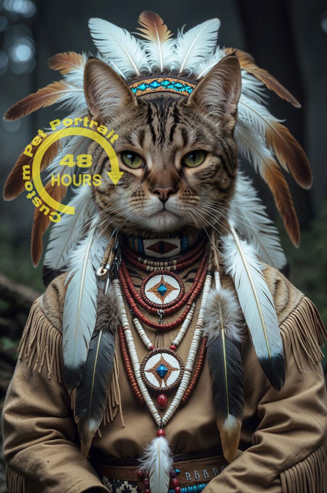 Custom Pet Portrait: Native American Tribal Style (digital Artwork) - Etsy