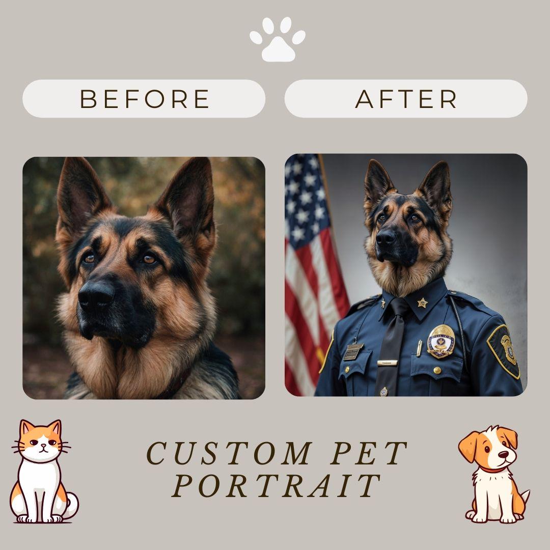 Custom Police Dog Portrait: Personalized Pet Artwork (digital) - Etsy