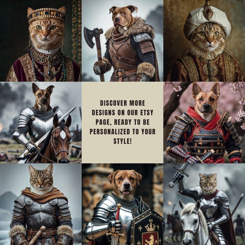 Custom Medieval Knight Cat Portrait: Unique Pet Artwork (digital) - Etsy
