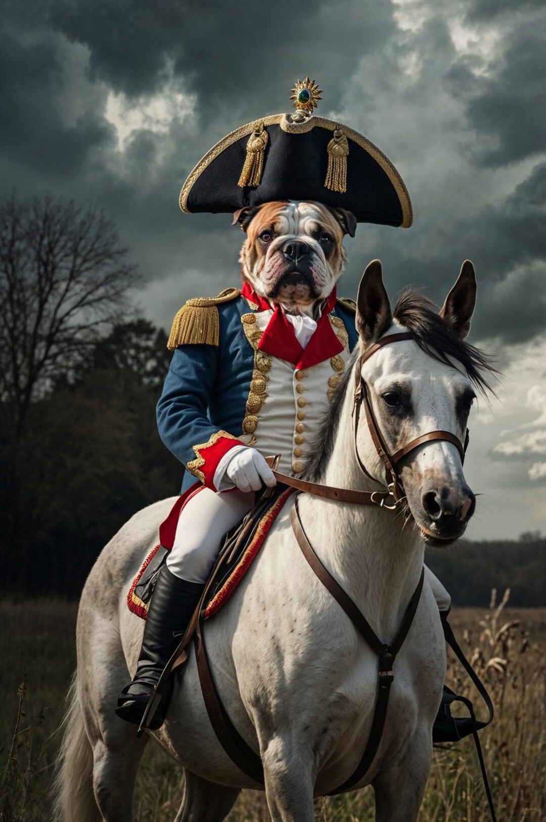 Personalized Digital Napoleon Dog Portrait, Digital Custom Portrait Art ...