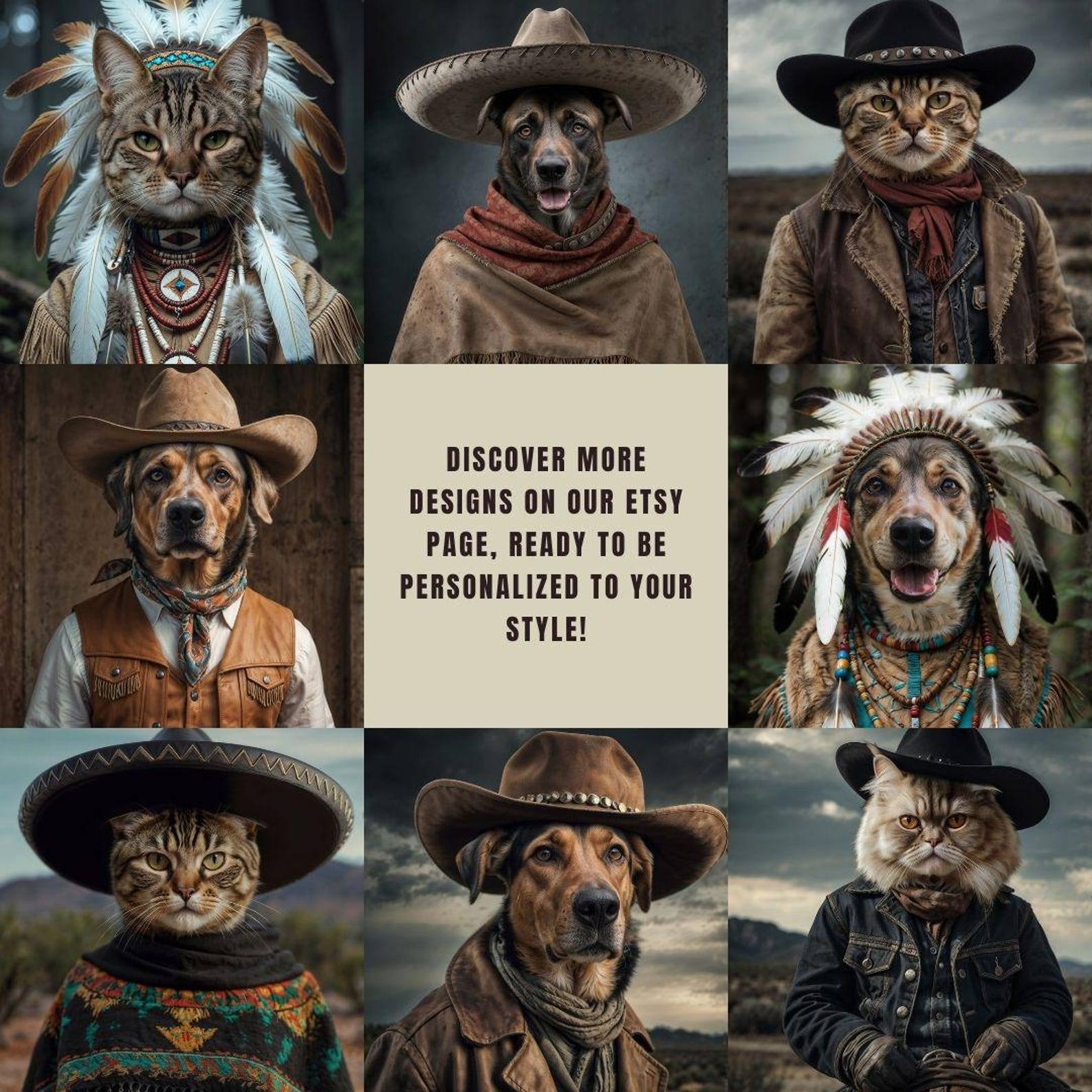 Custom Cowboy Pet Portrait: Unique Western Dog Art (digital Download ...