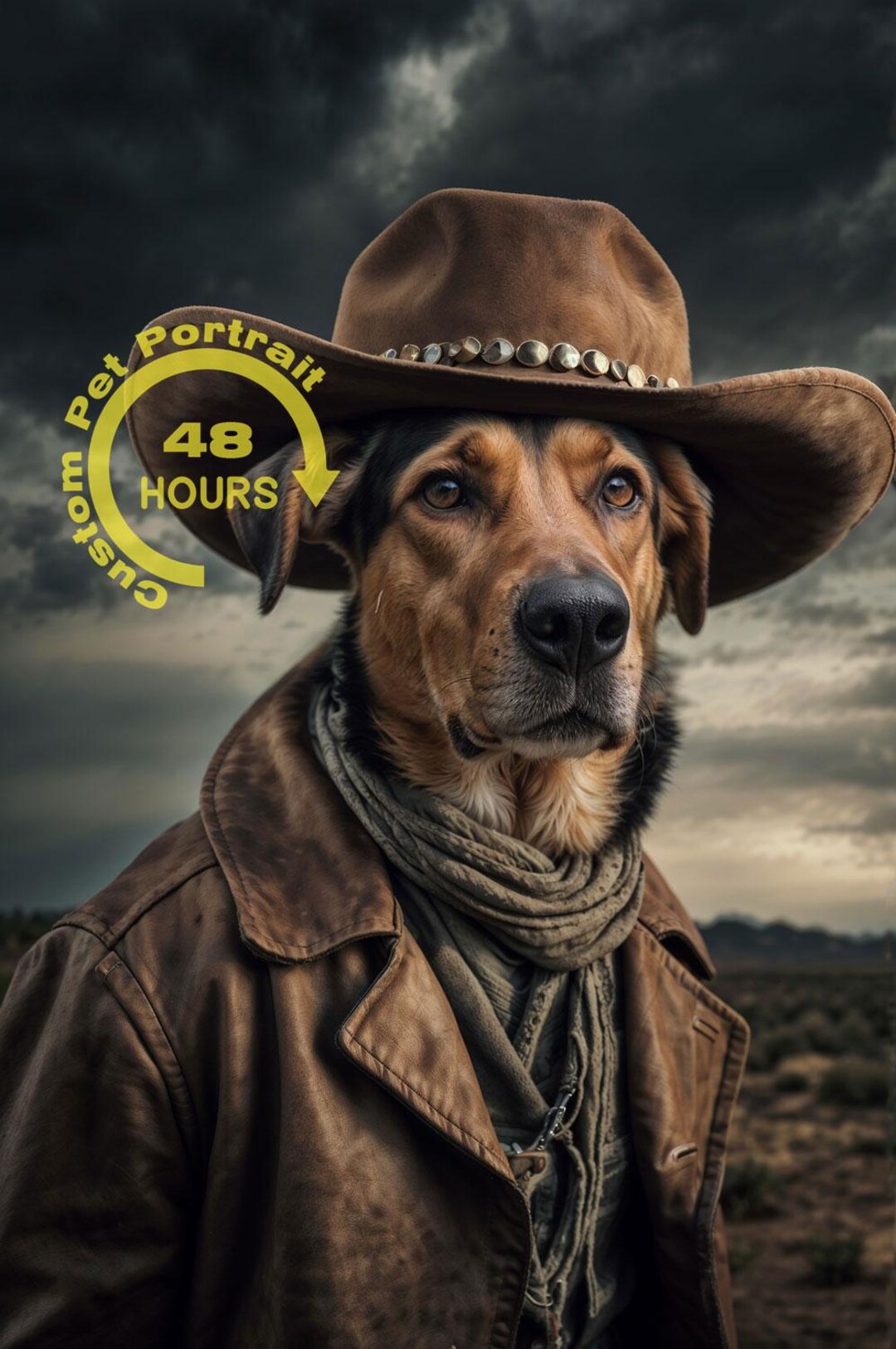 Custom Cowboy Pet Portrait: Unique Western Dog Art (digital Download ...