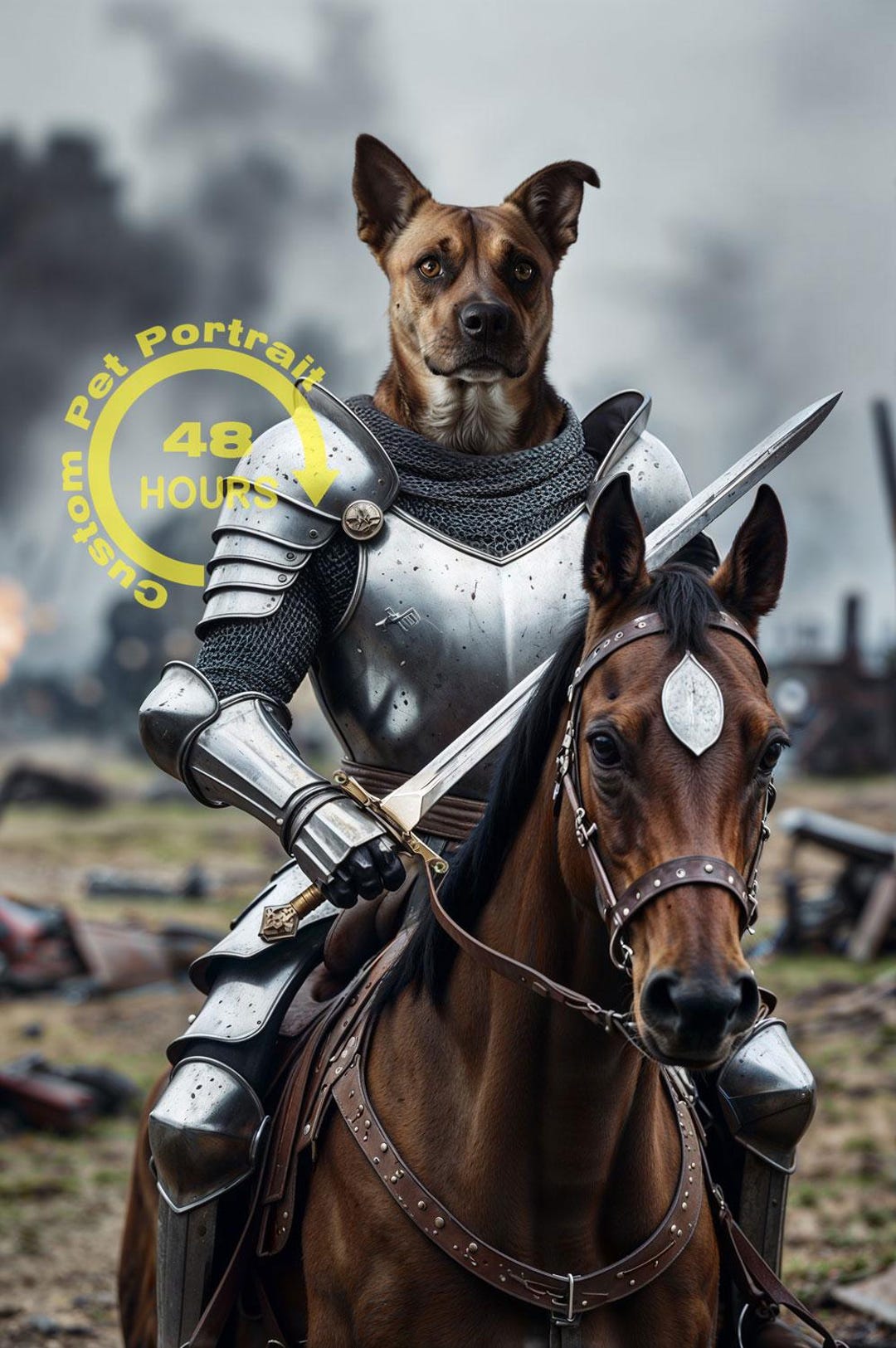 Custom Medieval Dog Knight Portrait: Unique Pet Art (digital Download ...