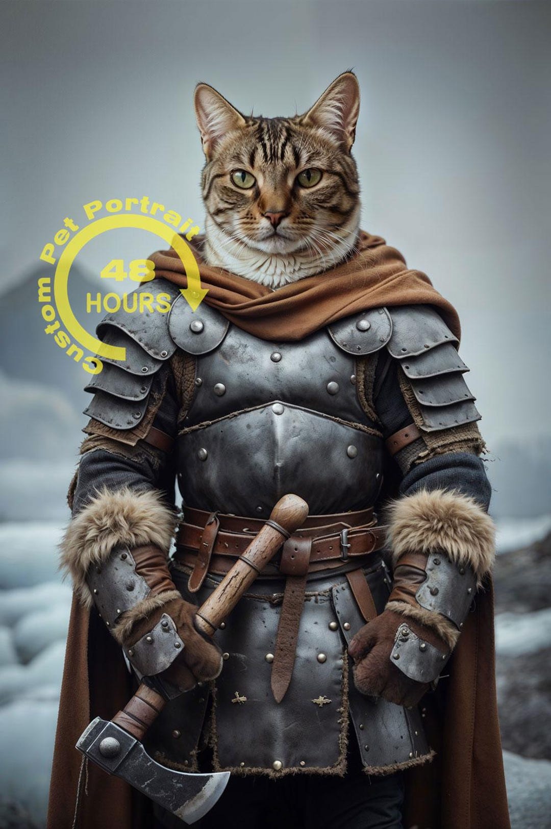 Custom Viking Cat Portrait: Personalized Pet Norse Warrior Art (digital ...