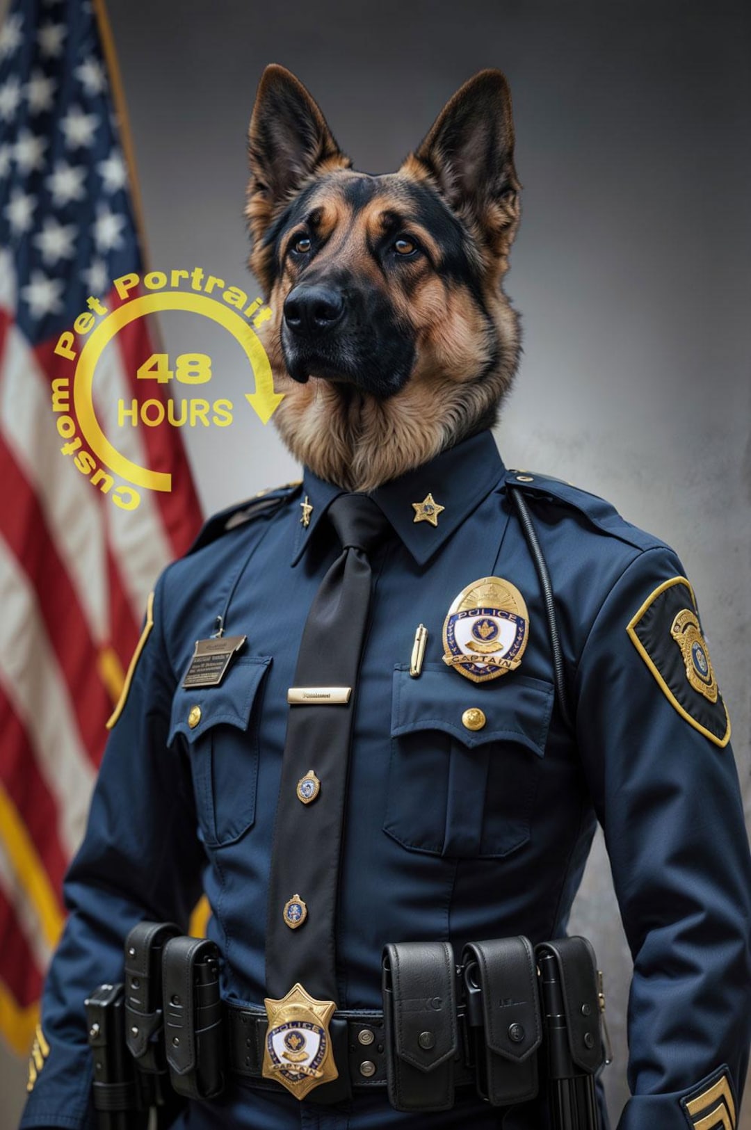 Custom Police Dog Portrait: Personalized Pet Artwork (digital) - Etsy