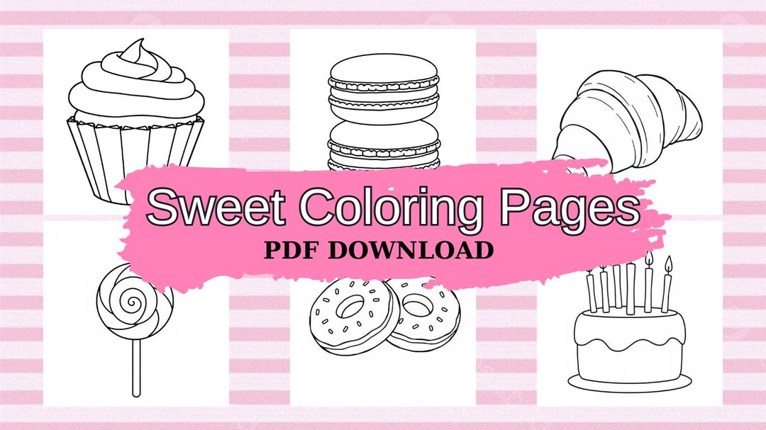 Sweet Coloring Pages,simple Easy Bold,instant Digital Pdf Download ...