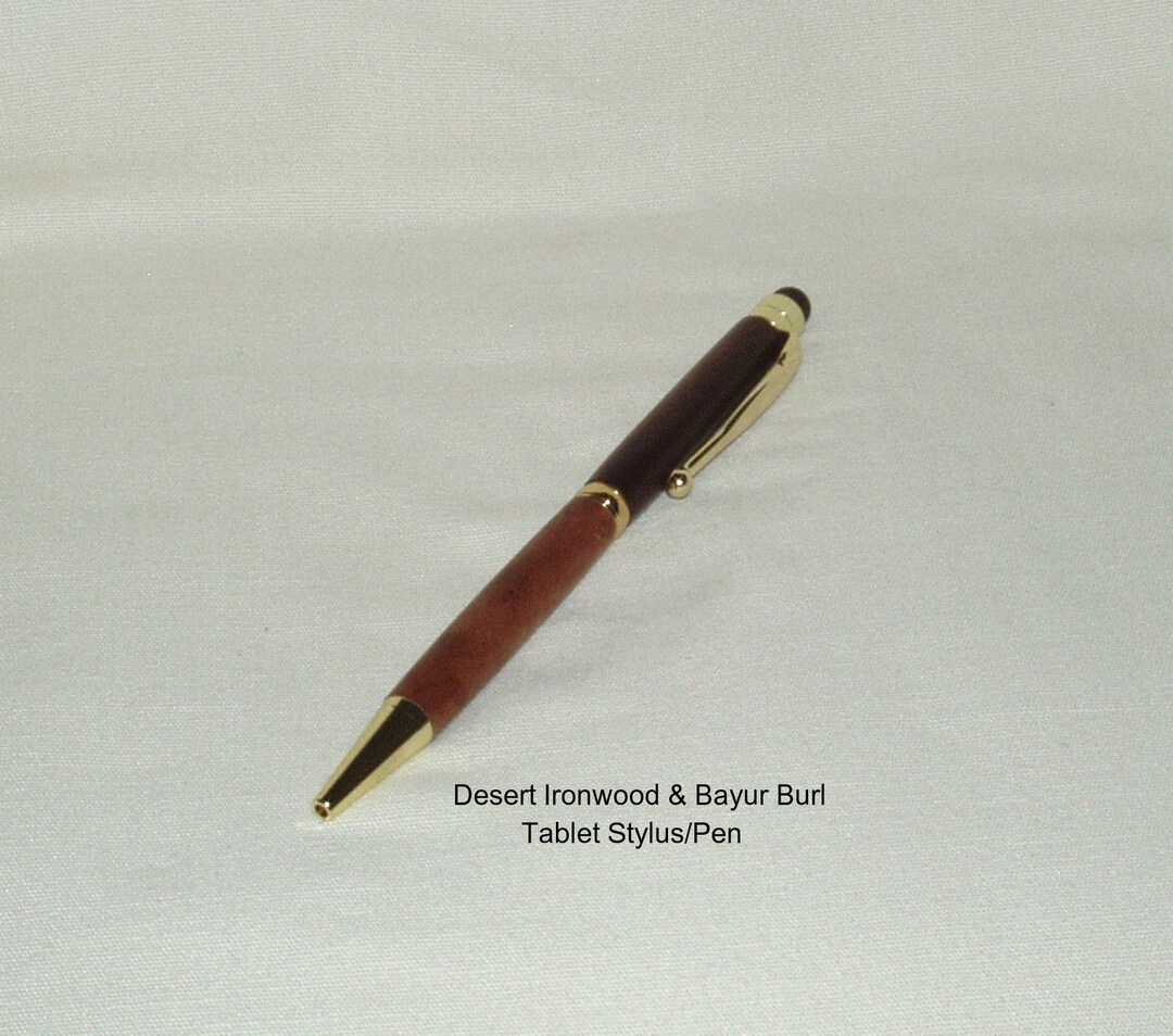 Handcrafted Desert Ironwood Stylus Pen: Bayur Burl, Gold Accent - Etsy