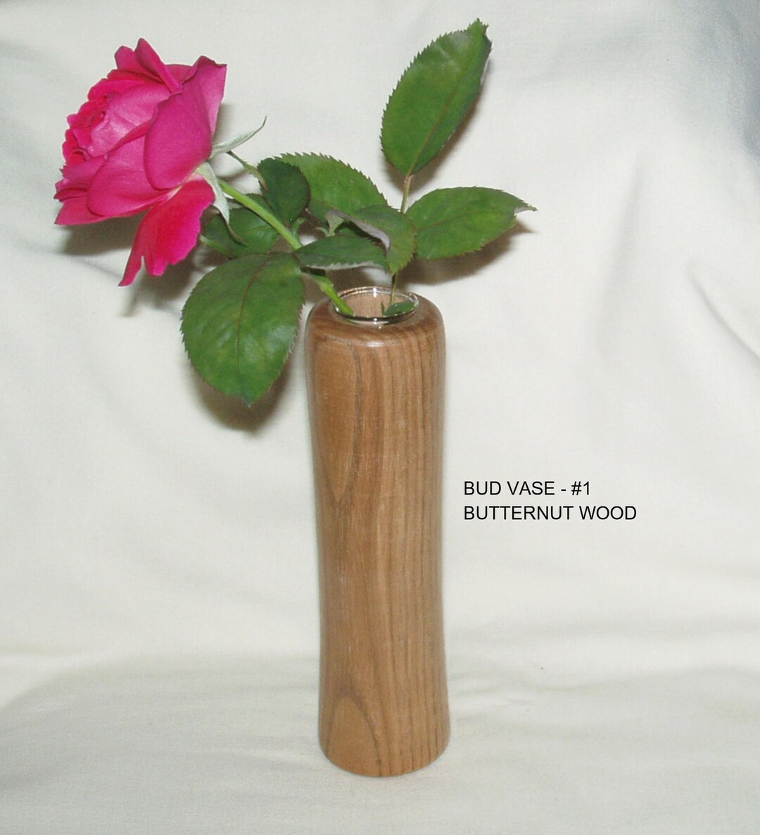 Flower Bud Vase #1, Butternut Wood, Glass Tube Insert, Gift, Decoration ...
