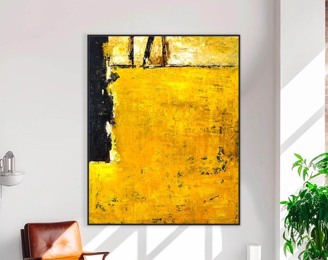 Abstract Painting Original, Yellow Large Abstract Acrylic Painting ...