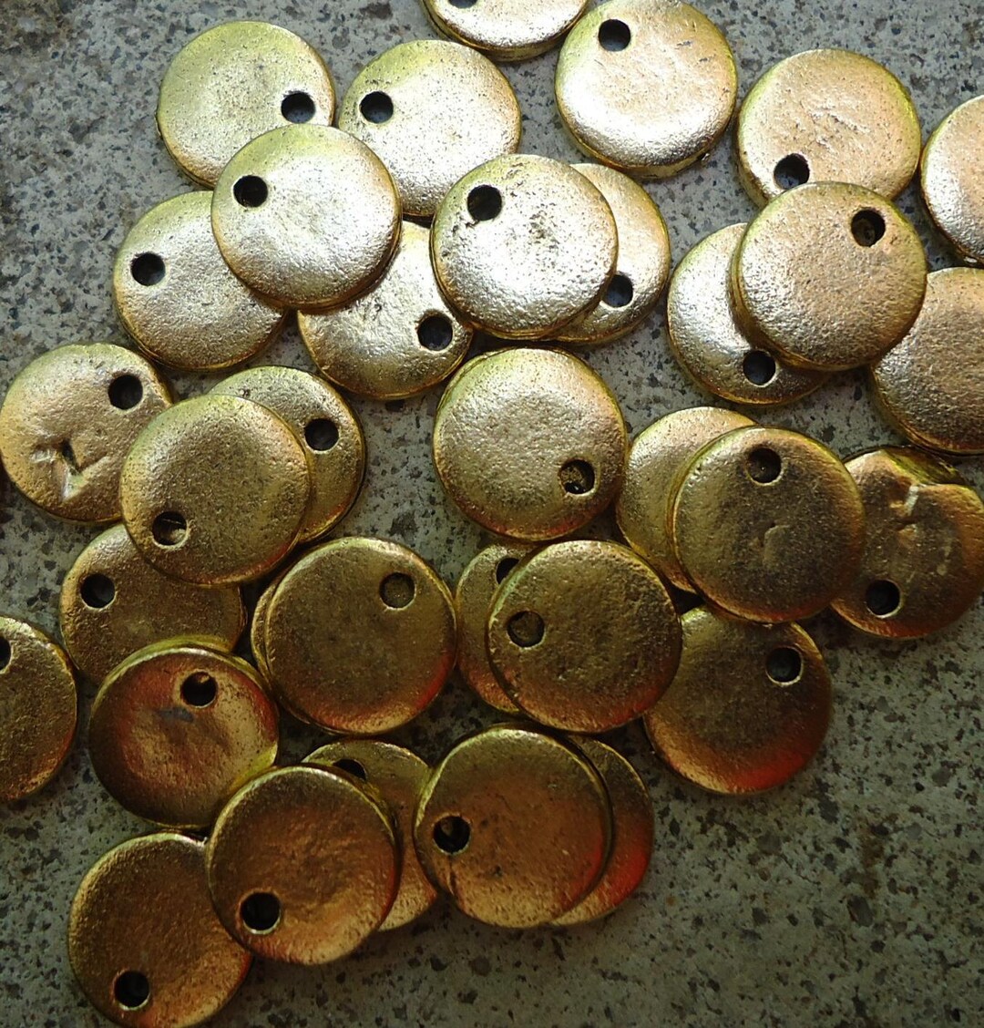 10 Mini 3/8" Gold Dipped Pewter Blank Stamping Discs - Etsy