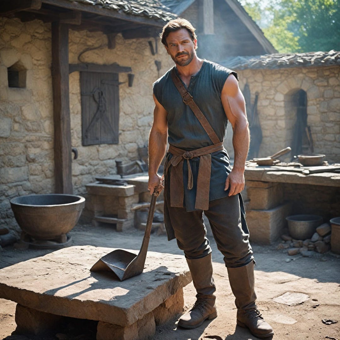 Medieval Renaissance Men's Blacksmith Tunic Outfit – Sleeveless Cotton ...