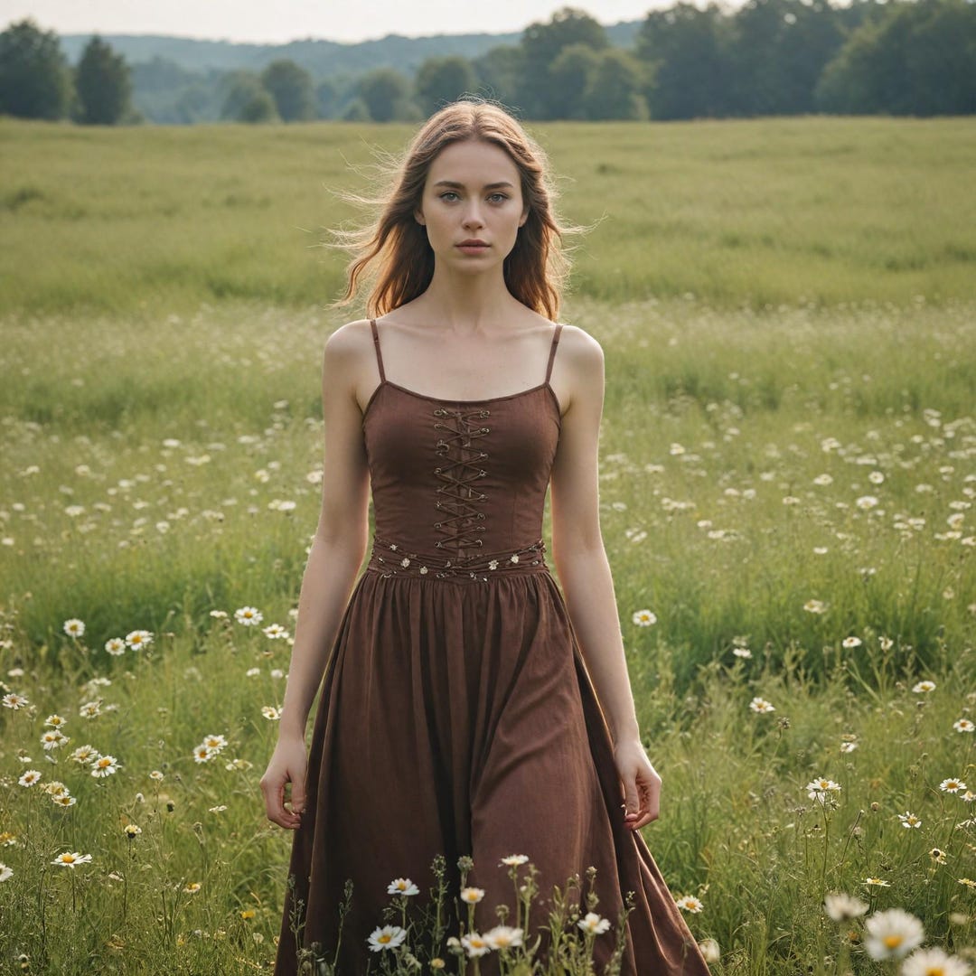 Rustic Cottagecore Dress for Women | Spaghetti Strap Lace-up Bodice ...