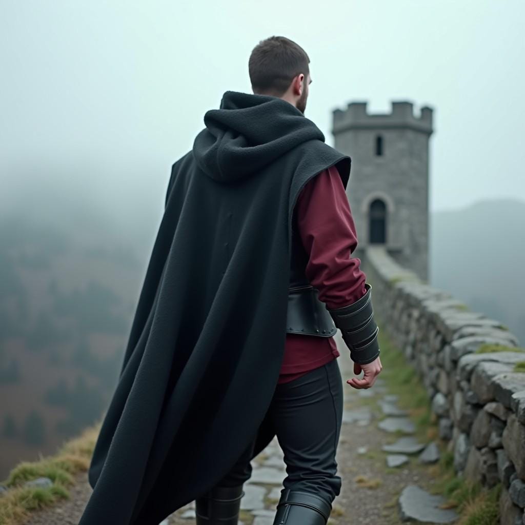 Medieval Hooded Cloak Costume | Men's Dark Knight Tunic With Belt ...