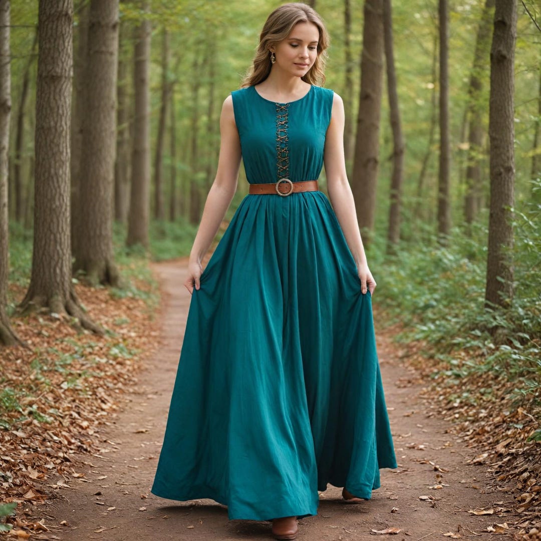 Sleeveless Medieval Gown for Women | Renaissance LARP Dress | Viking ...