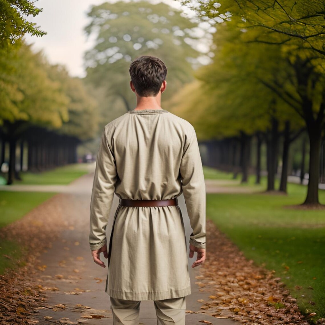 Traditional Viking Men's Tunic | Beige Medieval Cotton Shirt | Norse ...