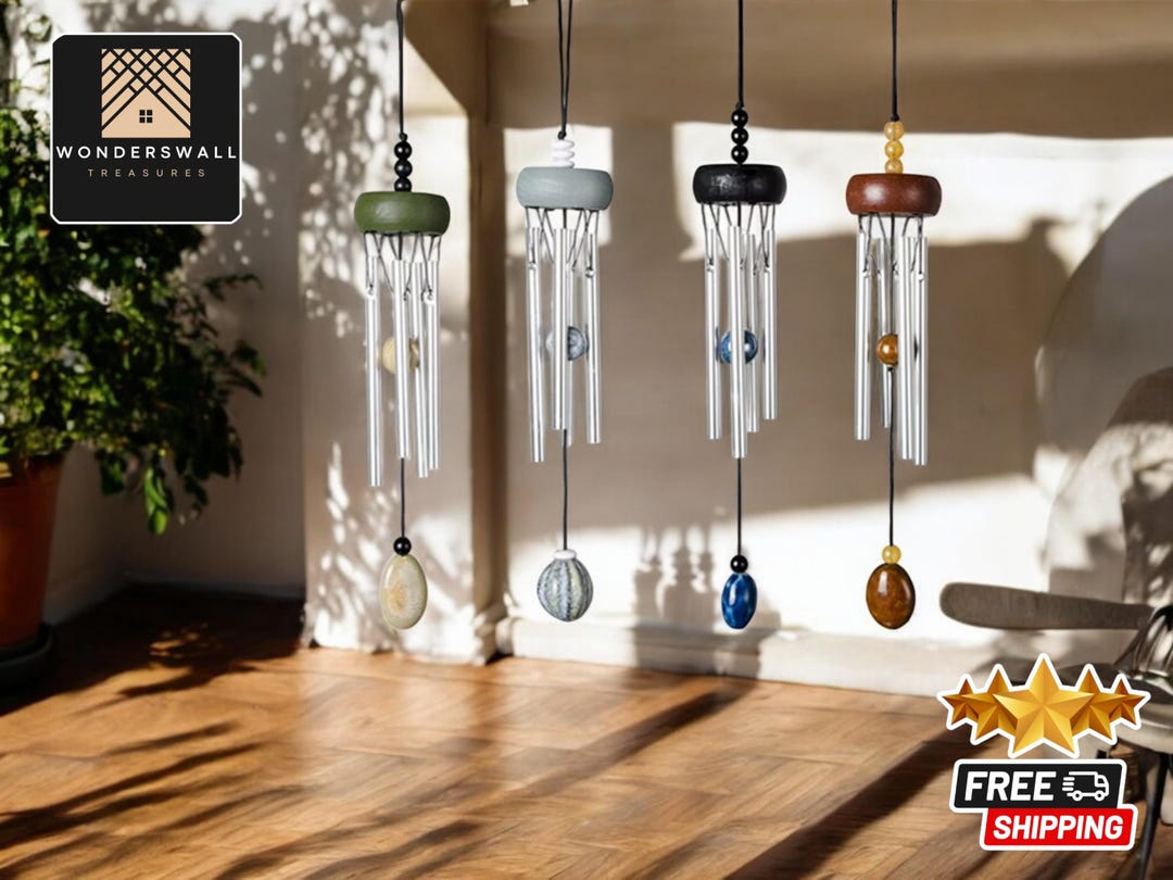 Mini Wind Chimes | Wood and Metal Hanging Decor | Small Door Chime ...