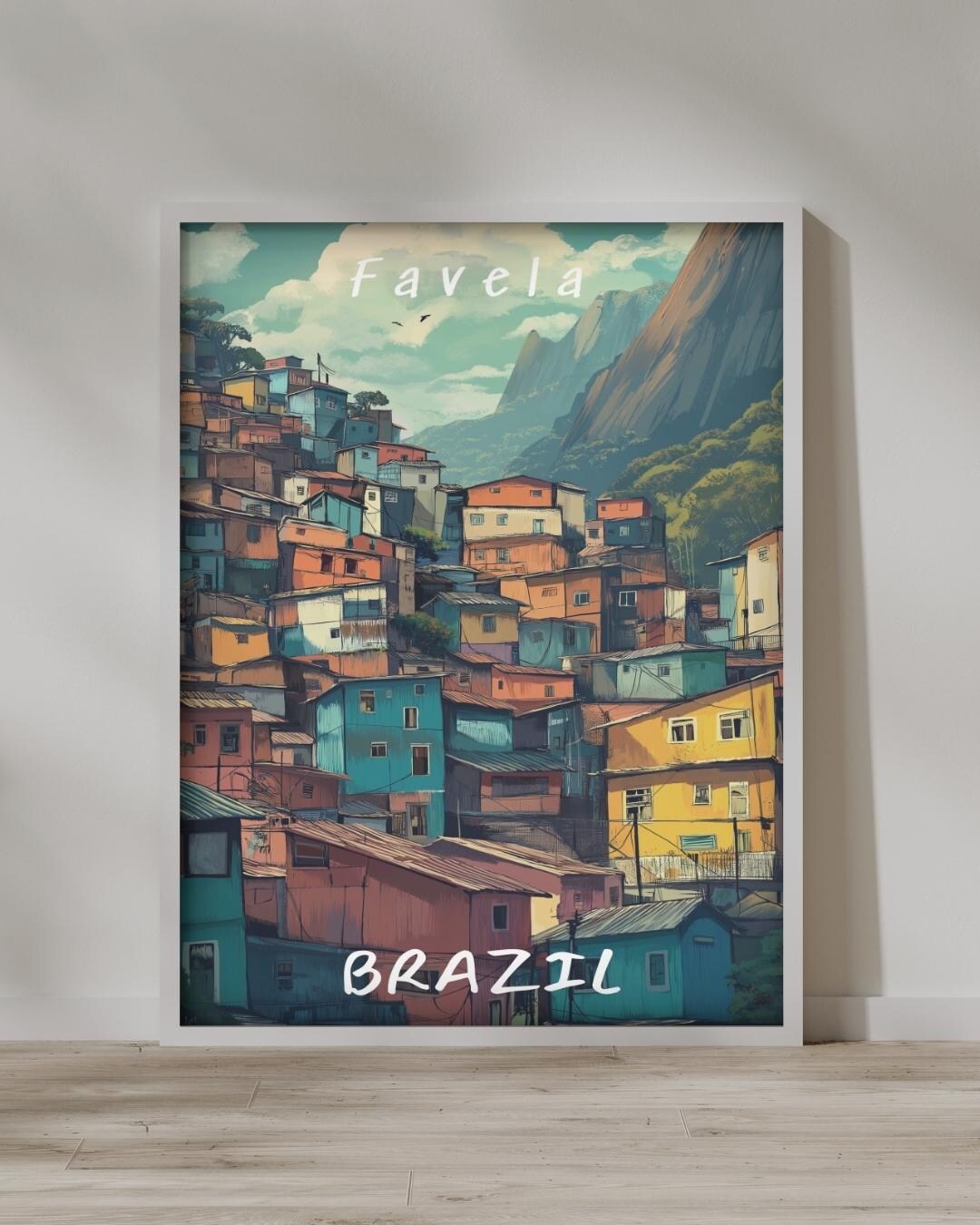 Brazil Travel Poster, Digital Download Poster, Travel Poster, Favela ...
