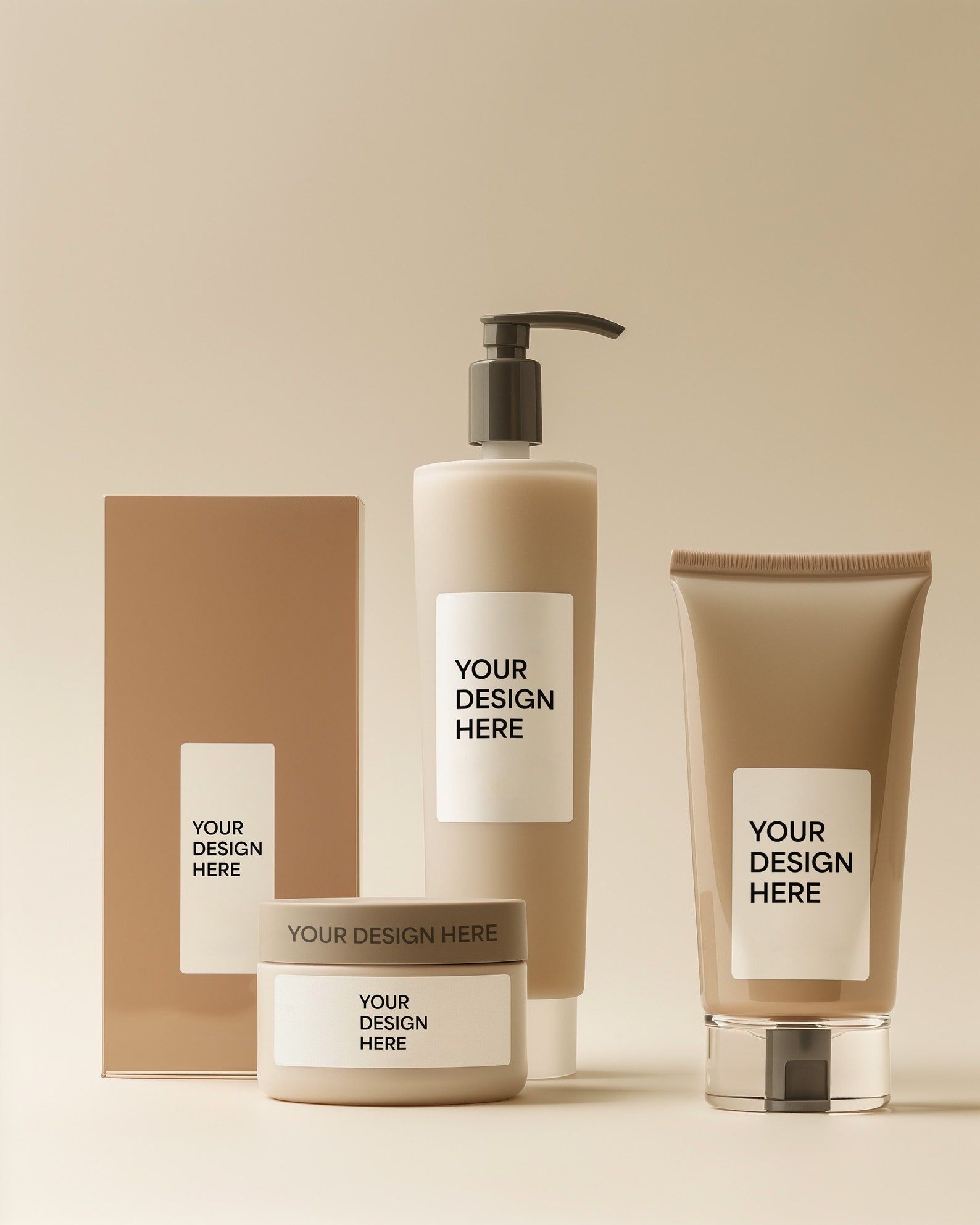 Elegant Beige Skincare Packaging Mockup Set Customizable Design for ...