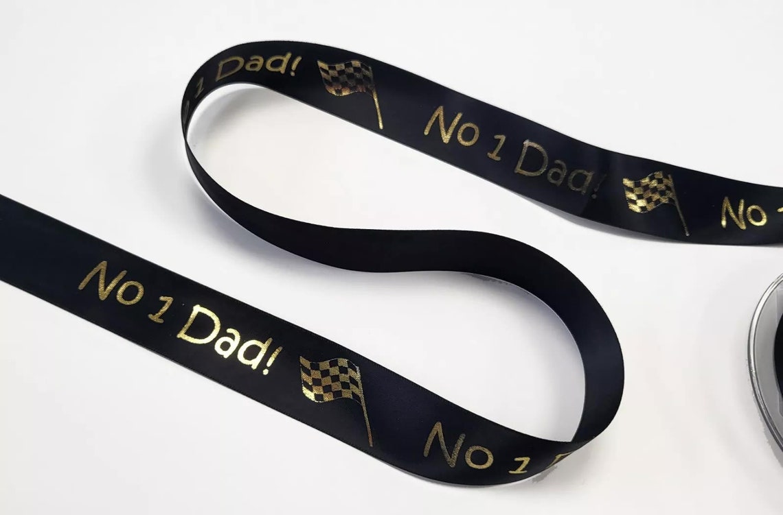 Fathers Day Ribbon 25mm X 1m Satin Available in Black or Royal Blue ...